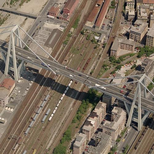 Ponte Morandi (8/14/18 collapse) in Genoa, Italy (Google Maps)