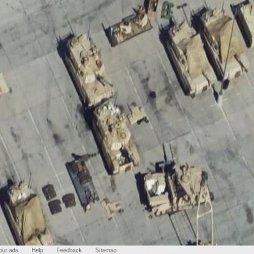 U.S. Army M1A2 tanks in Fort Bliss, TX (Google Maps)