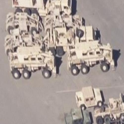 Buffalo mine clearing vehicles in Camp Pendleton, CA (Google Maps)
